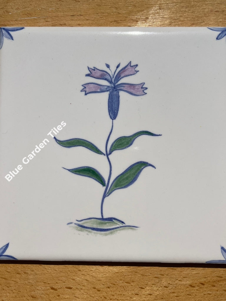 Set of six 6" hand painted tiles, Delft style with color – Blue Garden ...